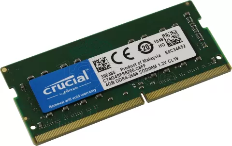 Barrette mémoire SODIMM DDR4 Crucial 2667Mhz 4Go (Vert) pour ...